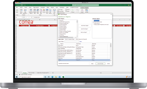Conga X-Author for Excel: Product Features